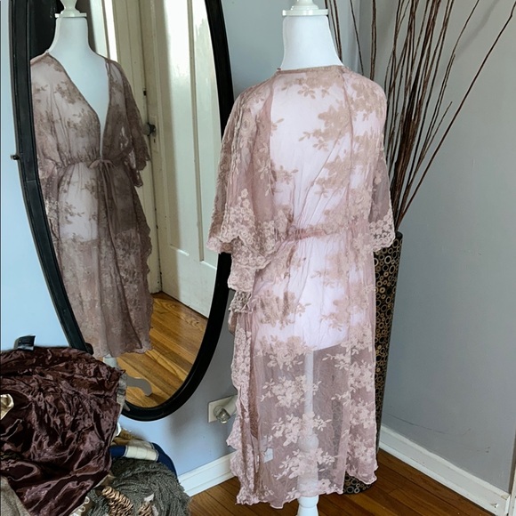 Fashion Nova | Intimates & Sleepwear | Elegant Pink Lace Kimono Robe ...